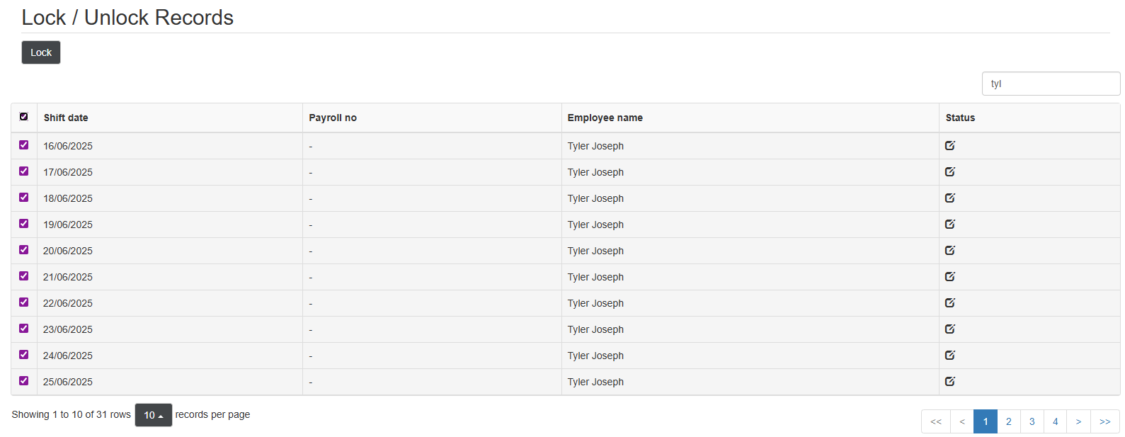 Lock & Unlock Work Records – Chronicle Computing
