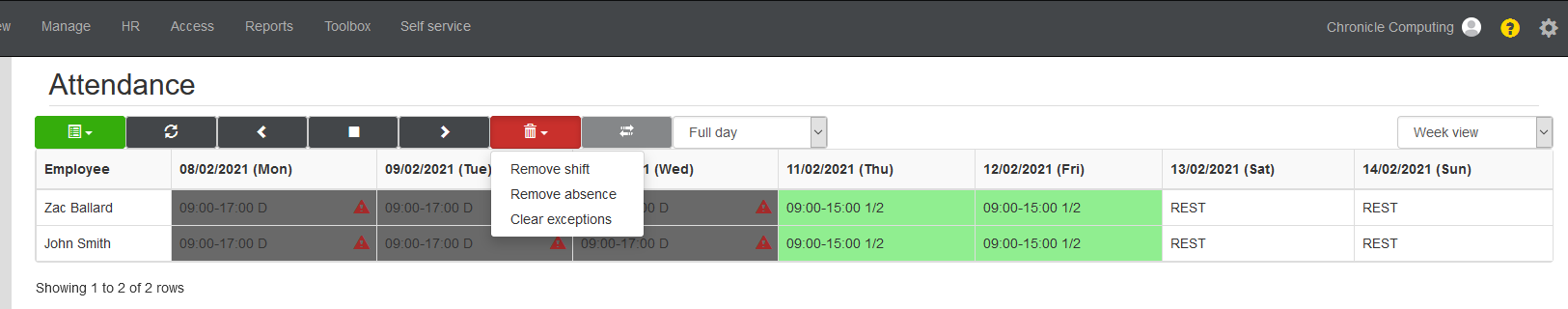 How to quickly manage exceptions using the Attendance screen ...