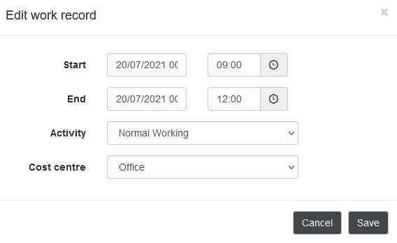How to amend an employees start and end time on a Work Record ...