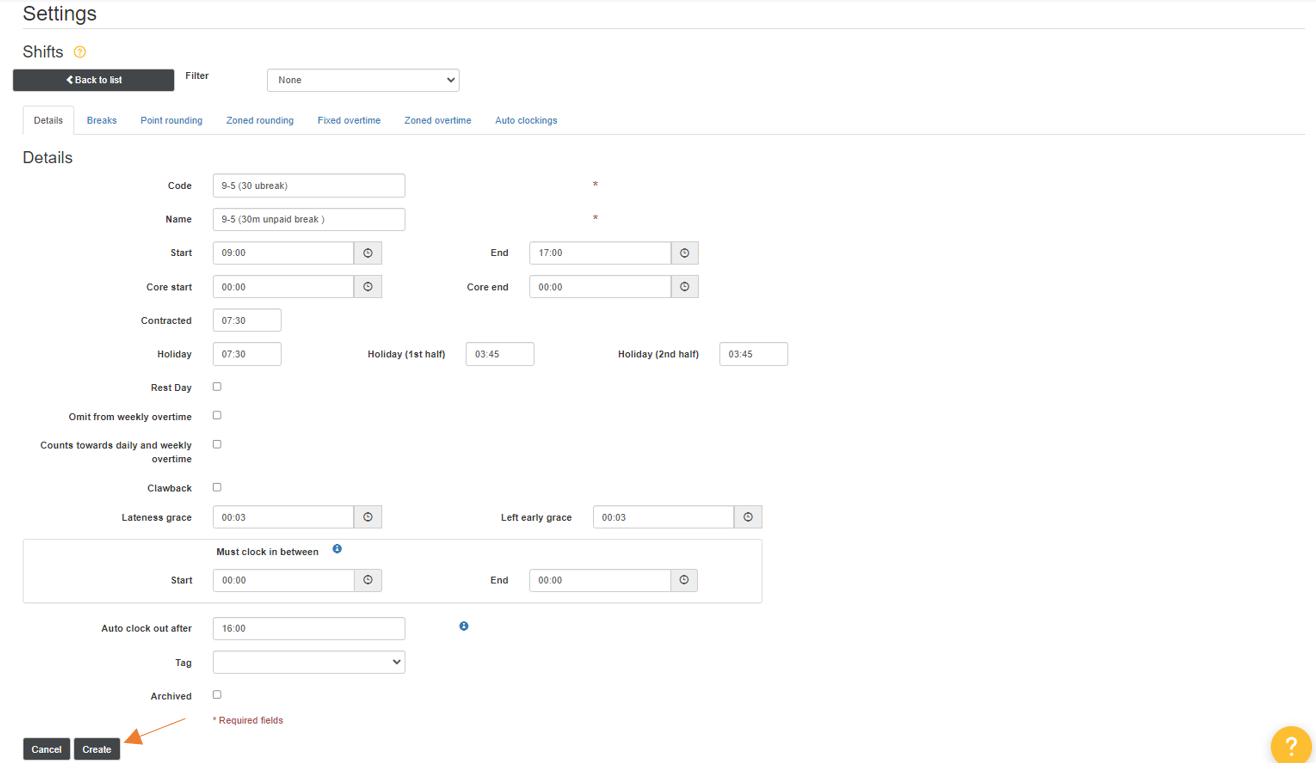 How to create a shift – Chronicle Computing